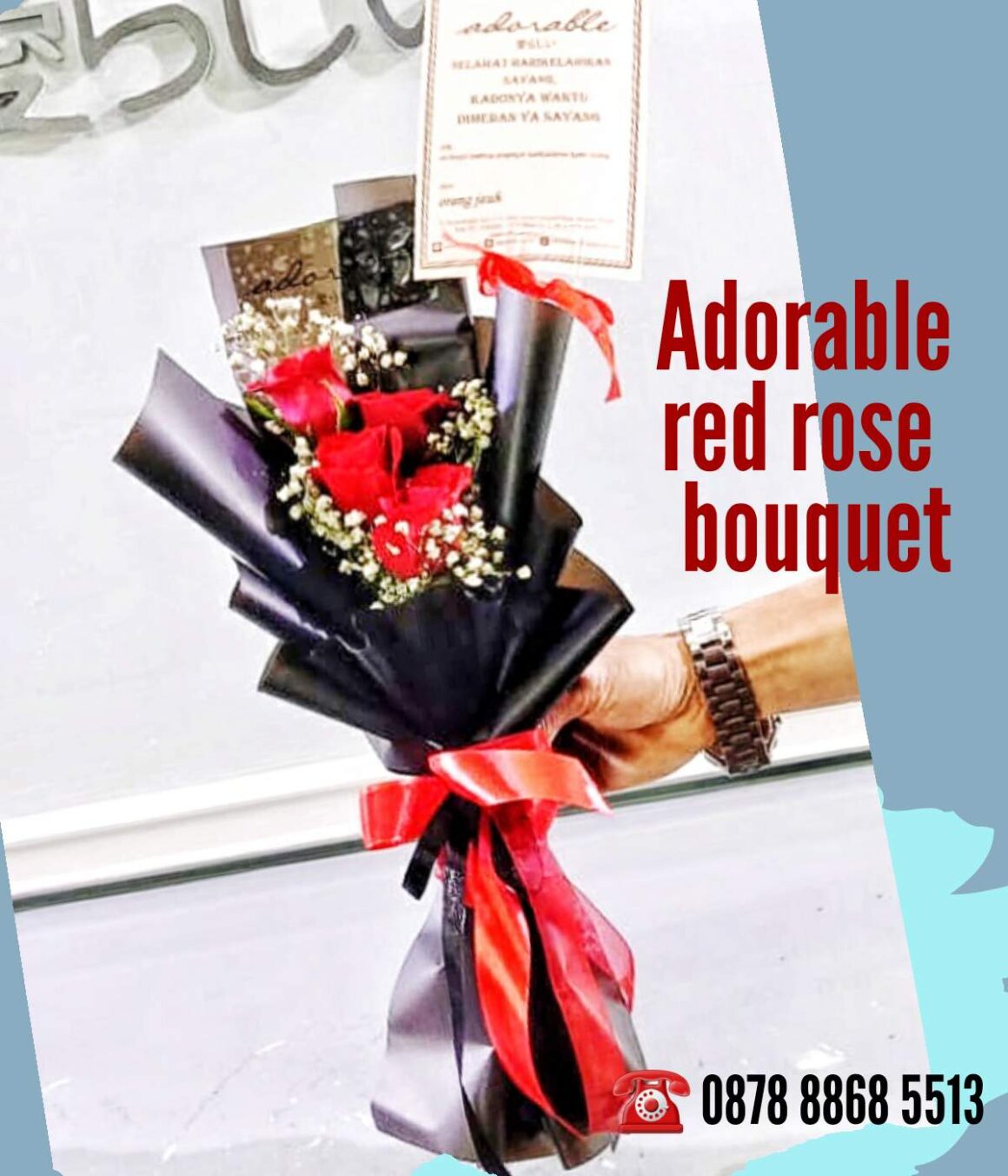 ADORABLE: Jual Buket Bunga Mawar Merah Tipe 21